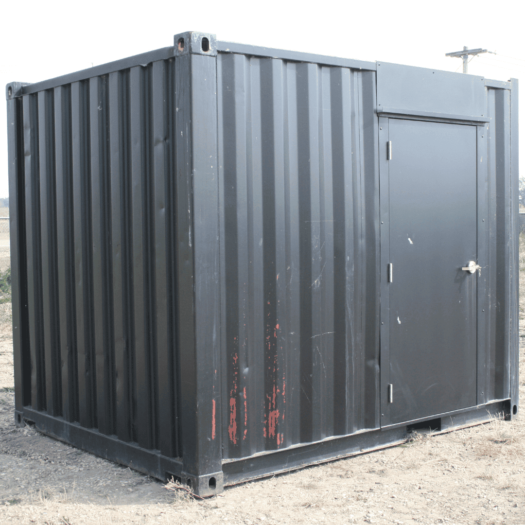 10′ Used Cutdown with Man Door – Black - CUSTOM CUBES