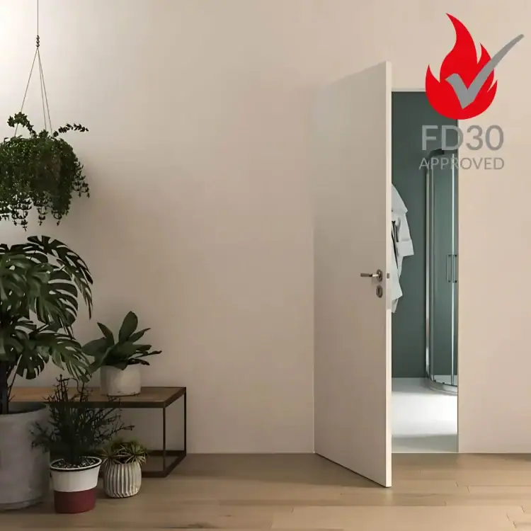 Invisible Frameless Hidden Concealed White Primed Flush FD30 Fire Door ...