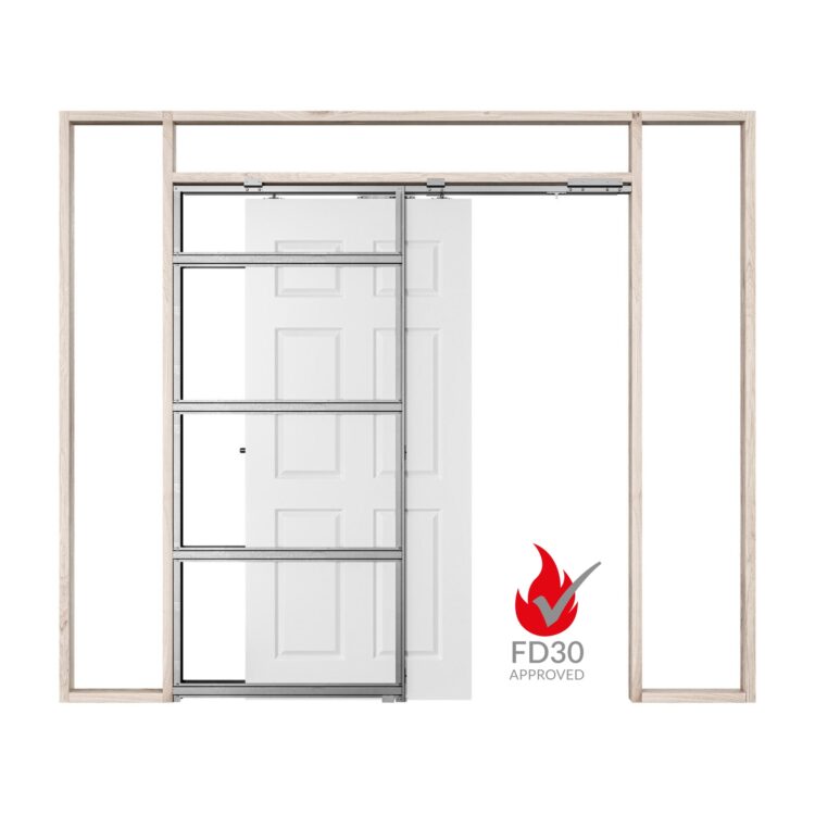 FD30 Fire Rated 75mm Pocket Door Kit - 125mm Finished Wall - Best Doors