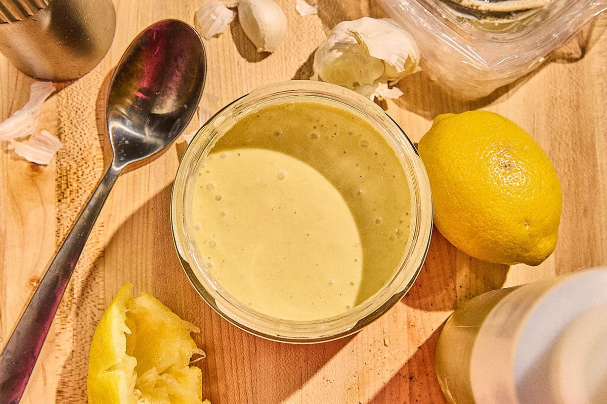 Easy Homemade Lemon Caesar Dressing (Egg-Free Option!)