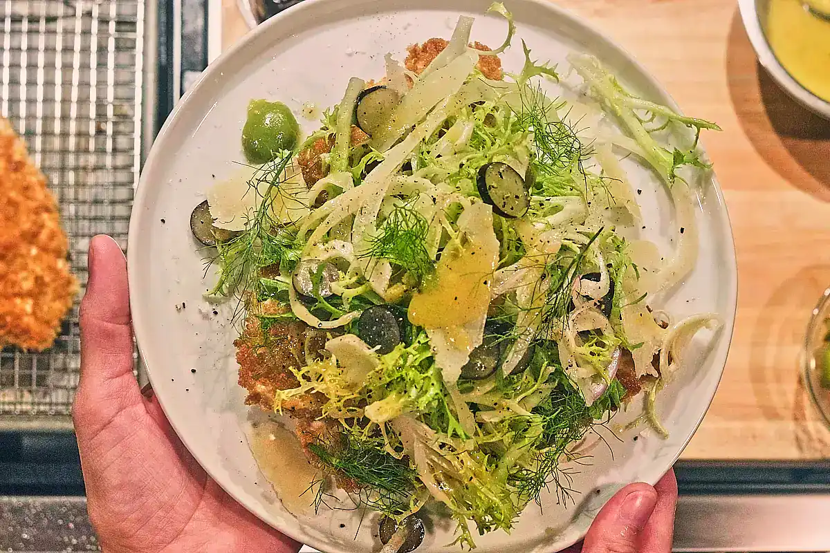 Chicken Cutlets with Frisée, Fennel and Grape Salad - Most Hungry