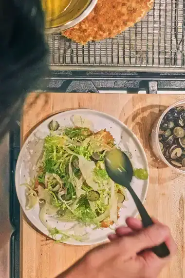 Chicken Cutlets with Frisée, Fennel and Grape Salad - Most Hungry
