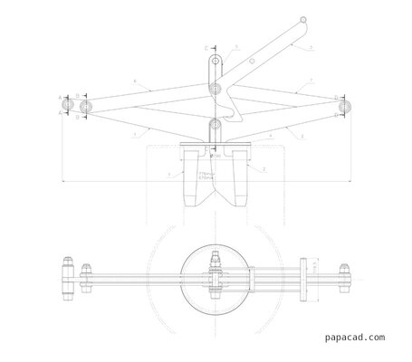 CAD design of lifting clamp for pipe lifting - Download 2D drawings