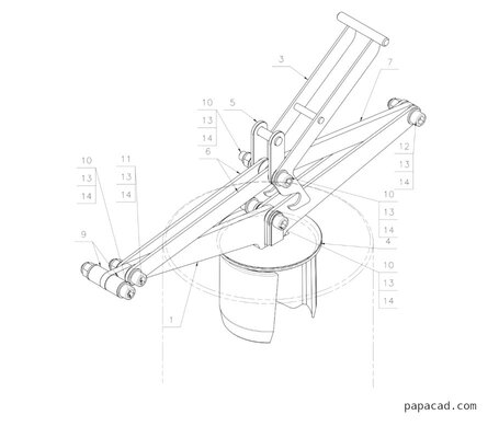 CAD design of lifting clamp for pipe lifting - Download 2D drawings