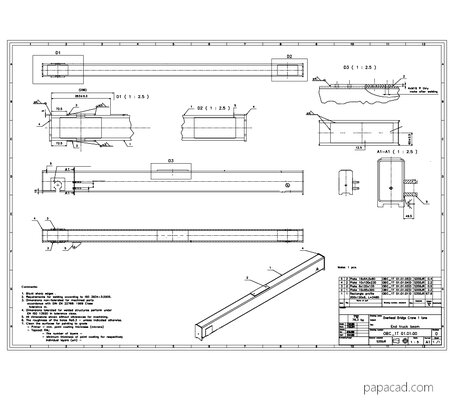 Overhead crane design - Bridge crane 2D drawings | papacad.com
