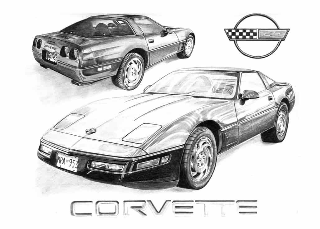 1995 Corvette Drawings/Drawing - My First Corvette Sketch/Sketches
