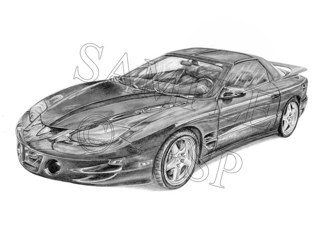 Pencil Drawings of Cars: '99 Pontiac Trans-Am by Angela