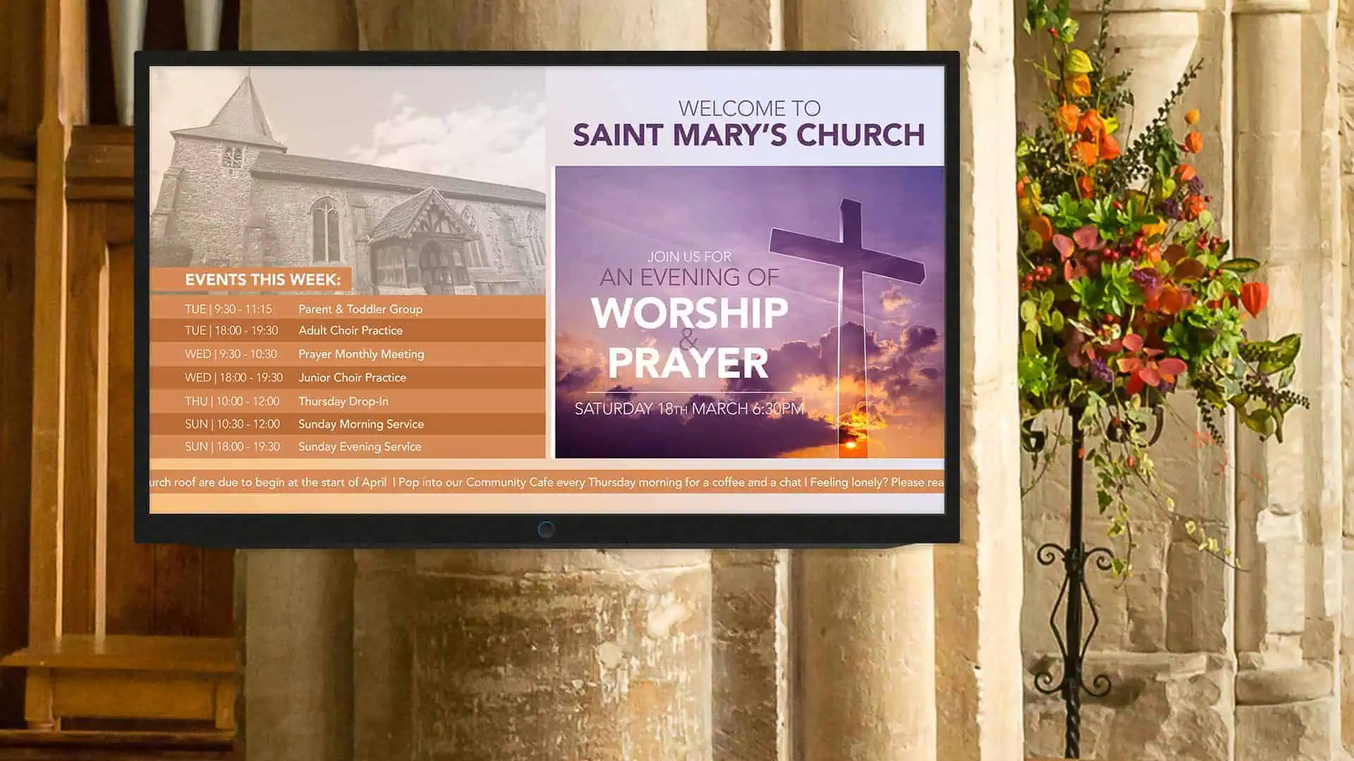 Six benefits of digital signage for churches and houses of worship