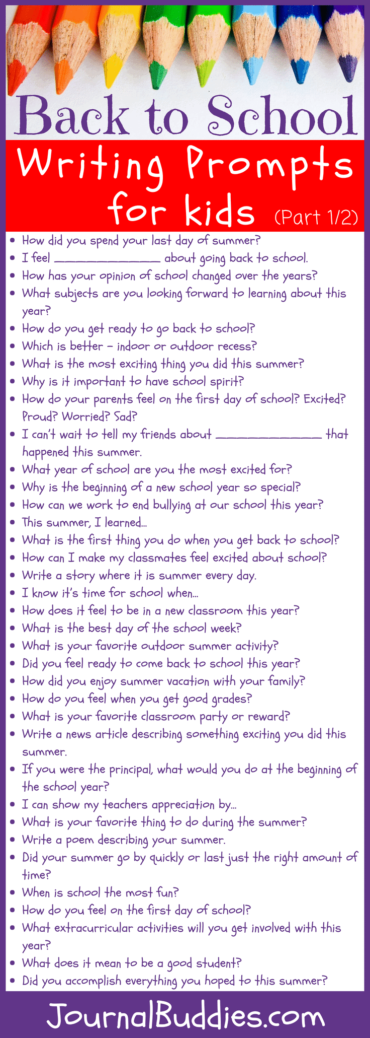 Back to School Writing Prompts for Kids