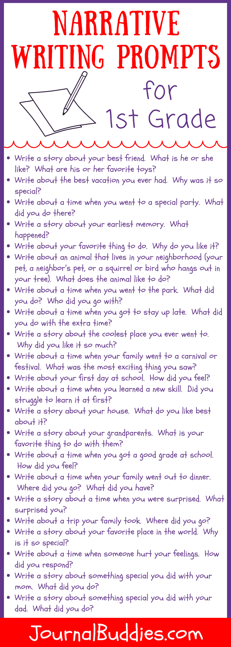 Narrative Writing Ideas For 1st Grade