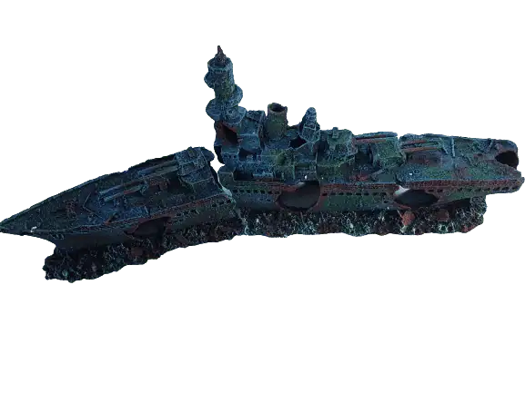 XL WW2 Battleship Aquarium Ornament 2 Part - Extra Large Decor