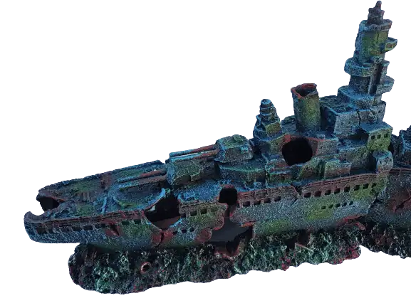 XL WW2 Battleship Aquarium Ornament 2 Part - Extra Large Decor