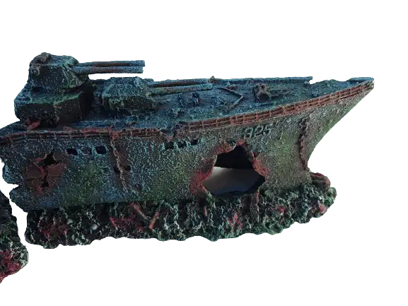 XL WW2 Battleship Aquarium Ornament 2 Part - Extra Large Decor