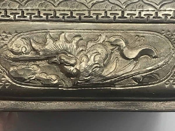 Antique Chinese Oriental Silver Plate Box Dragon and Phoenix | Antiques ...