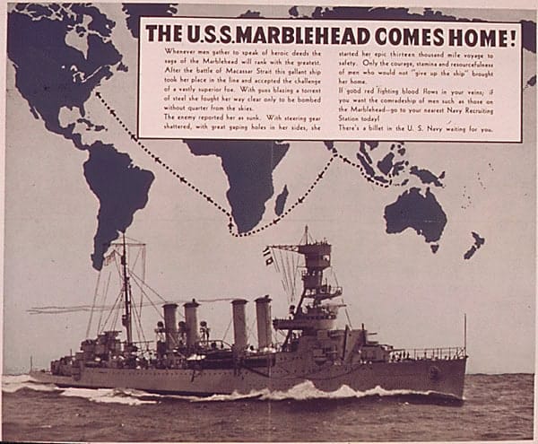 USS Marblehead (CL-12): Held van de Slag in de Straat Makassar
