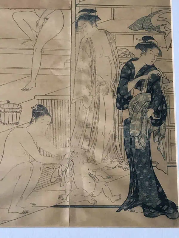 Antique Rare Antique Japanese Shunga Erotic Art Print – Framed Edo ...