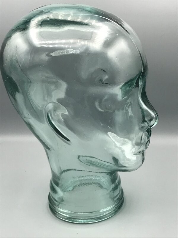 Antique Vintage Glass Mannequin Head in Aqua Blue-Green – 12” Display ...