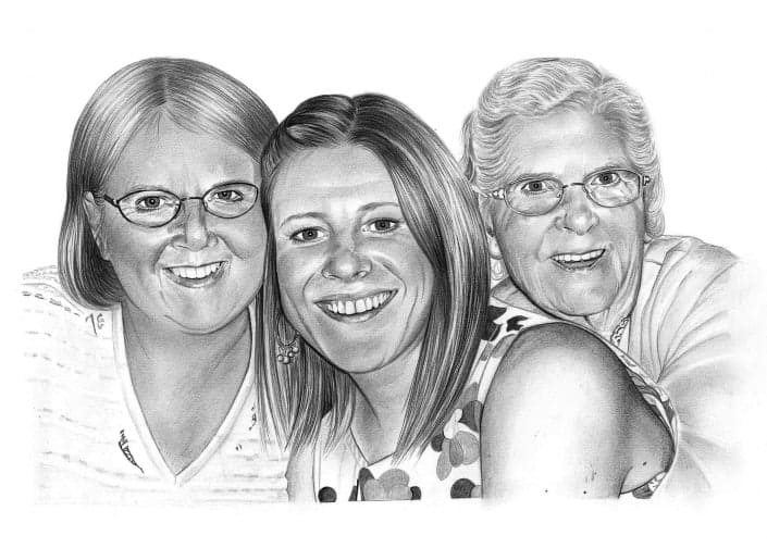 Family Portrait Drawings by Angela - Pencil Sketch Portraits