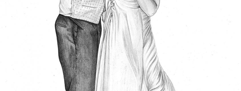 Pencil Drawing of Wedding Couple | Pencil Sketch Portraits