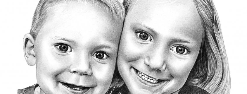 Pencil Drawing of Brother and Sister | Pencil Sketch Portraits